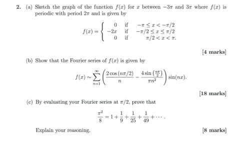 Solved A Sketch The Graph Of The Function Fx For X