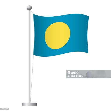 杆圖示上的帕勞國旗向量圖形及更多國家 地域圖片 國家 地域 國家名勝 帛琉 Istock