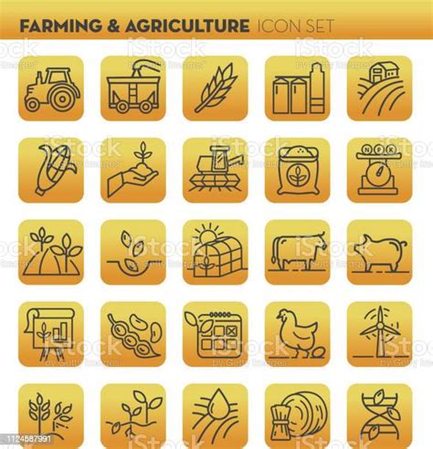 Ferme Et Lagriculture Plat Simple Contour Design Art De Ligne Icône