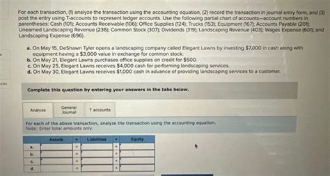 Solved For Each Transaction Analyze The Transaction Chegg