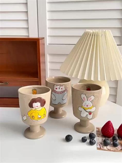 Kartun Comel Seramik Cawan Rumah Sarapan Pagi Oat Cawan Kopi Susu Teh