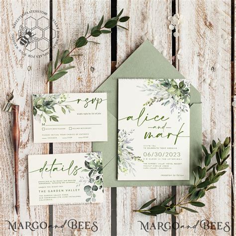 Sage Green Wedding Invitation Template Instant Download Greenery