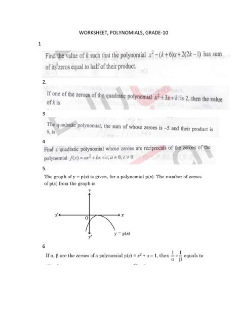 Polynomials Worksheet 10 Pdf