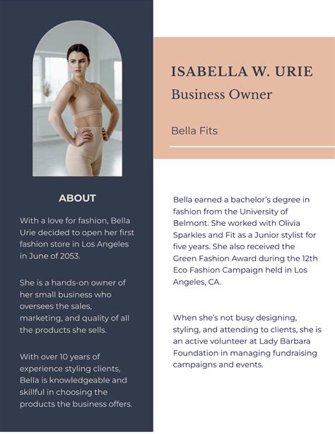 Free Business Professional Bio Template To Edit Online