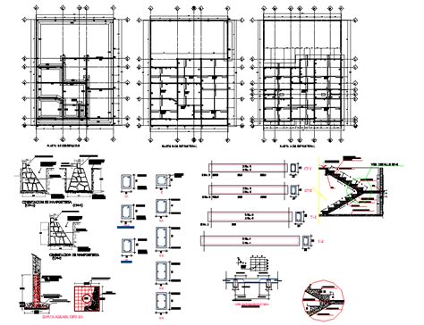 Column Plan And Section Dwg File Cadbull