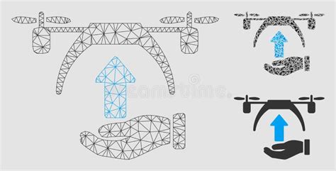 Drone Takeoff Vector Mesh Network Model And Triangle Mosaic Icon Stock Vector Illustration Of
