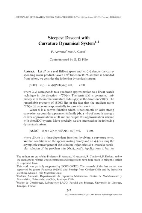 pdf steepest descent with curvature dynamical system