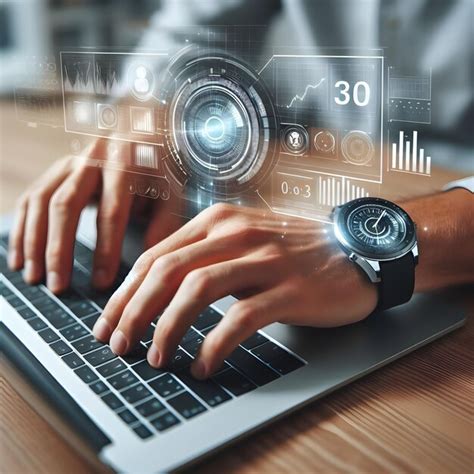 Premium Photo Closeup Of Hands Typing On A Keyboard With Futuristic