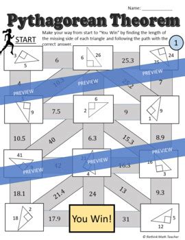 Pythagorean Theorem Maze Worksheets 8 By Rethink Math Teacher