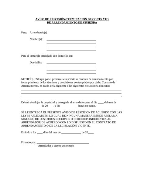 Introducir 68 Imagen Modelo De Aviso De Terminacion De Contrato De