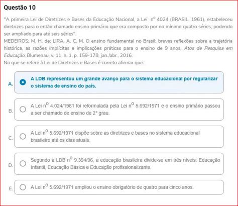A primeira Lei de Diretrizes e Bases da Educação Nacional a Lei nº