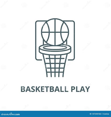 Línea Icono Concepto Linear Muestra Del Esquema Símbolo Del Vector Del Juego De Baloncesto