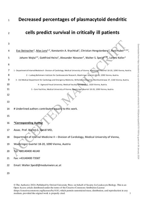 Pdf Decreased Percentages Of Plasmacytoid Dendritic Cells Predict