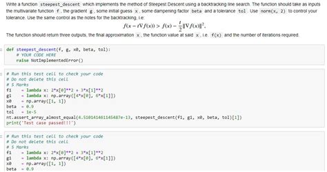 Write A Function Steepest Descent Which Implements Chegg