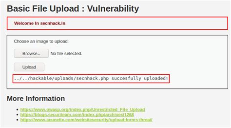 Unrestricted File Uploading Vulnerability Secnhack