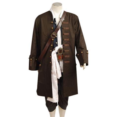 Pirates Brown Outfits Halloween Suit Cosplay Costume Jack Sparrow
