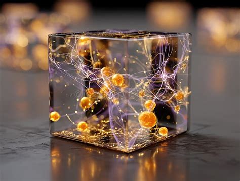 An Image Featuring A Cube Within Glass Showcasing Glowing Interconnected Spheres Symbolizing