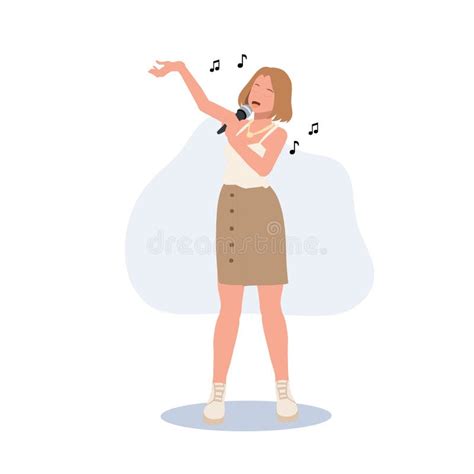 Woman Singer Woman With Microphone Is Singing Stock Vector Illustration Of Microphone People