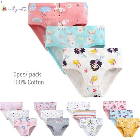 ผ้าฝ้ายแท้100 กางเกงในเด็กหญิง เด็กโต Underwear 2 13ขวบ กางเกงชั้นในเด็กผ้าฝ้ายนิ่ม 3 ชิ้นไม่มี
