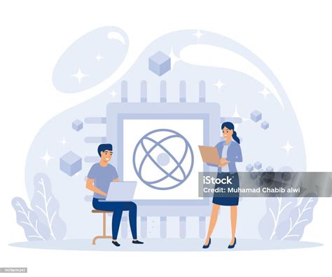 Quantum Computing Concept Optical Technology Photonics Research Tiny People Engineers And