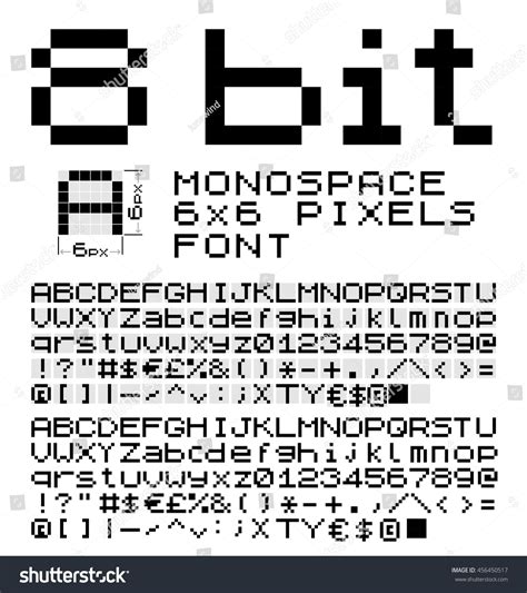 8 Bit Monospace Font 6x6 Pixels Vector De Stock Libre De Regalías
