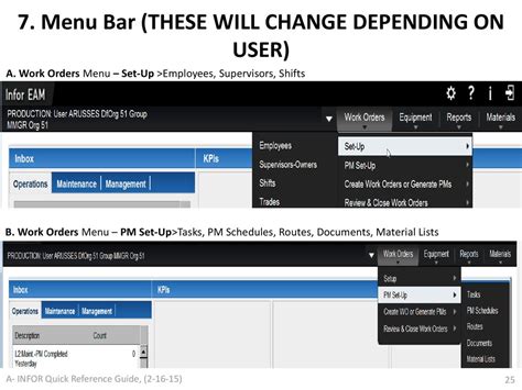 quick reference guide work order system infor 10 eam url for the system a infor quick