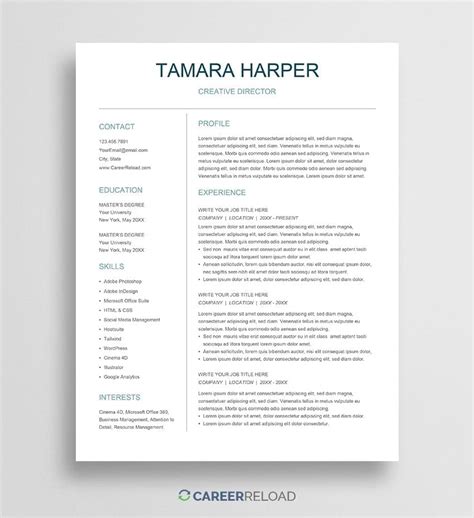 Free Google Docs CV Template Download Career Reload