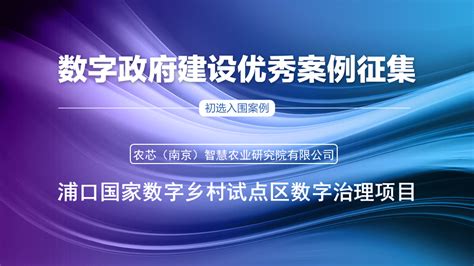 初选入围案例浦口国家数字乡村试点区数字治理项目建设发展监管