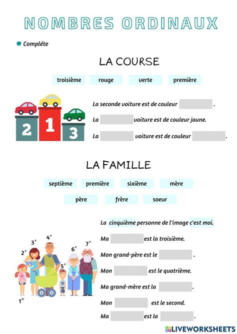 Les Nombres Ordinaux Interactive Worksheet Ordinal Numbers Forgot My