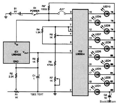 SIMPLE LED THERMOMETER Basic Circuit Circuit Diagram SeekIC