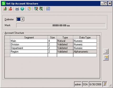 Setup Gl Account Structure In Sage 500