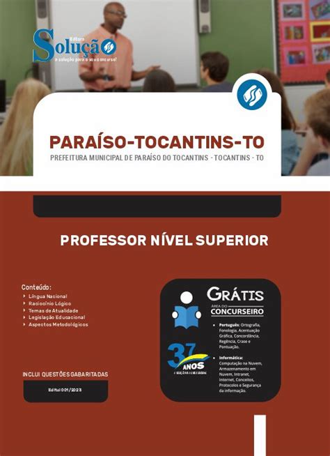 Apostila Prefeitura de Paraíso do Tocantins TO Professor Nível Superior