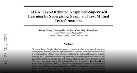 paper page taga text attributed graph self supervised learning by