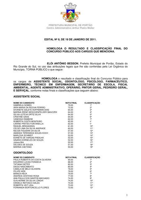 Homologação Do Resultado Final