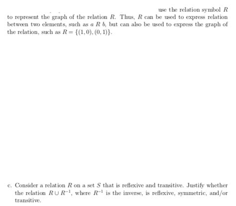 Solved Use The Relation Symbol R To Represent The Graph Of Chegg Com