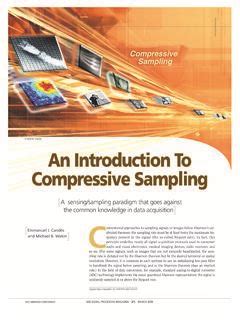 DIGITAL VISION An Introduction To Compressive Sampling Digital Vision An Introduction To
