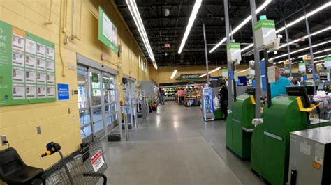 Pov Walking Walmart Neighborhood Market Grocery Store Interior Towards