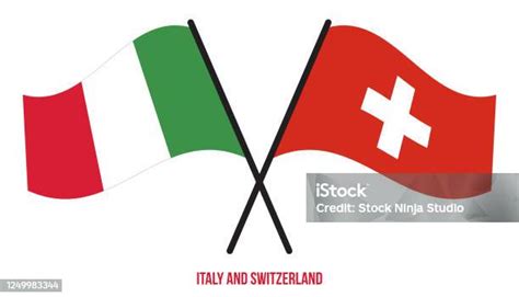 이탈리아와 스위스 국기는 교차하고 플랫 스타일을 흔들 공식 비율 올바른 색상입니다 경제에 대한 스톡 벡터 아트 및 기타 이미지 경제 국가 지리적 지역 국기 Istock