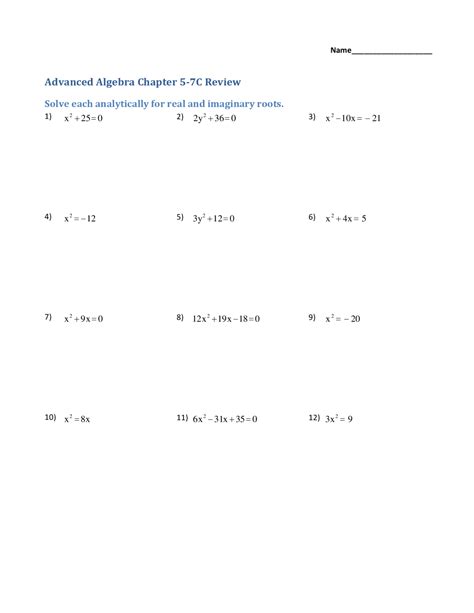 Real Function Roots Advanced Algebra Practice Problems Docsity
