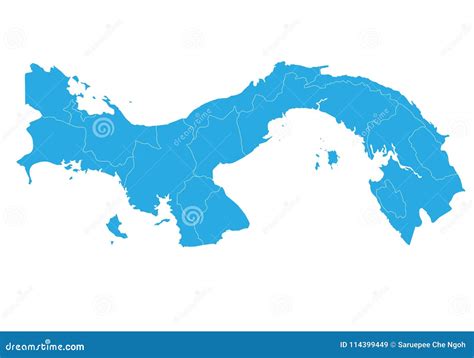 Panama Map High Detailed Black Map With Counties Regions States Of