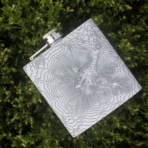 Humphreys Peak Arizona Engraved Topographic Map Hip Flask In Matte W