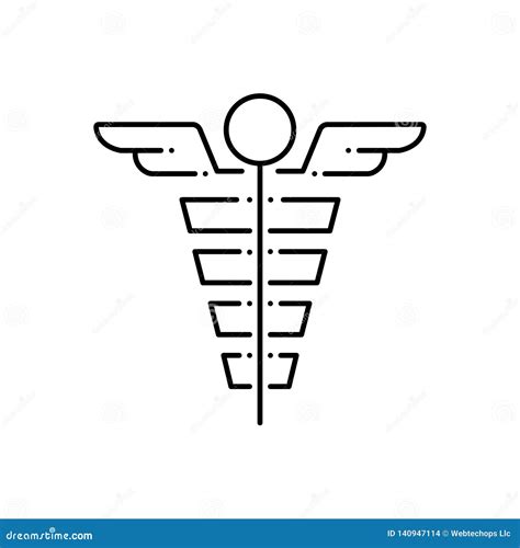 Zwart Lijnpictogram Voor Medisch Symbool Caduceus En Medisch Vector