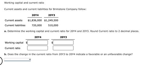 Solved Working Capital And Current Ratio Current Assets And