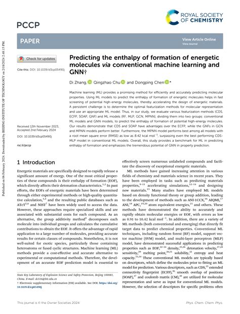 PDF Predicting The Enthalpy Of Formation Of Energetic Molecules Via Conventional Machine
