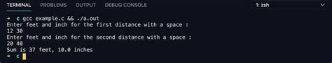 write a c program to add two distances using structure codevscolor