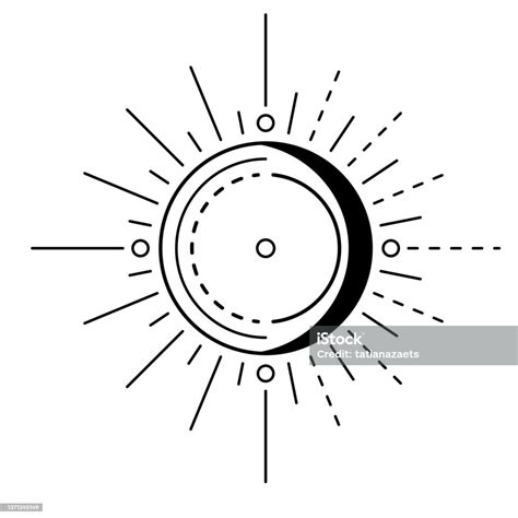 달 태양 벡터 로고 최소한의 평면 선형 스타일의 라인 신비한 기호 매직 보헤미안 점성술 천문학 일러스트 템플릿 검은색에 대한 스톡 벡터 아트 및 기타 이미지 Istock