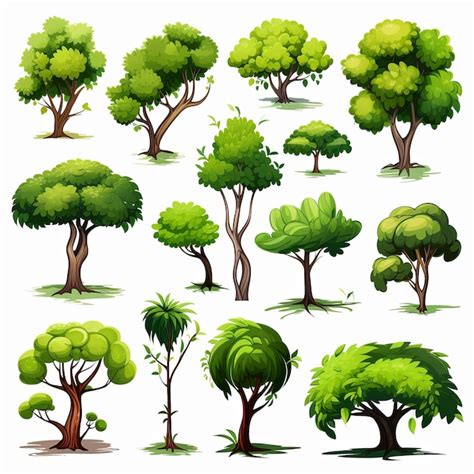 Premium Photo 2d Flat Tree Cartoon Style On White Background