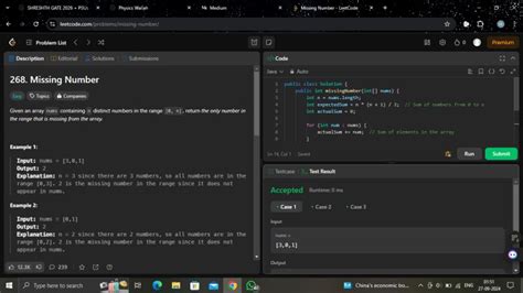 Harsh Vardhan Tiwari On Linkedin Leetcode Codingjourney Missingnumber Programming
