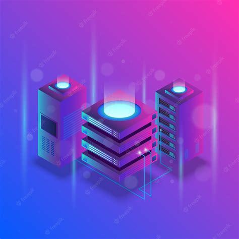 Premium Vector Concept Of Big Data Processing Energy Station Of Future Server Room Rack