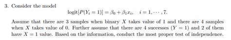 Solved 3 Consider The Model Logit[p Y 1 ] Bo Bili